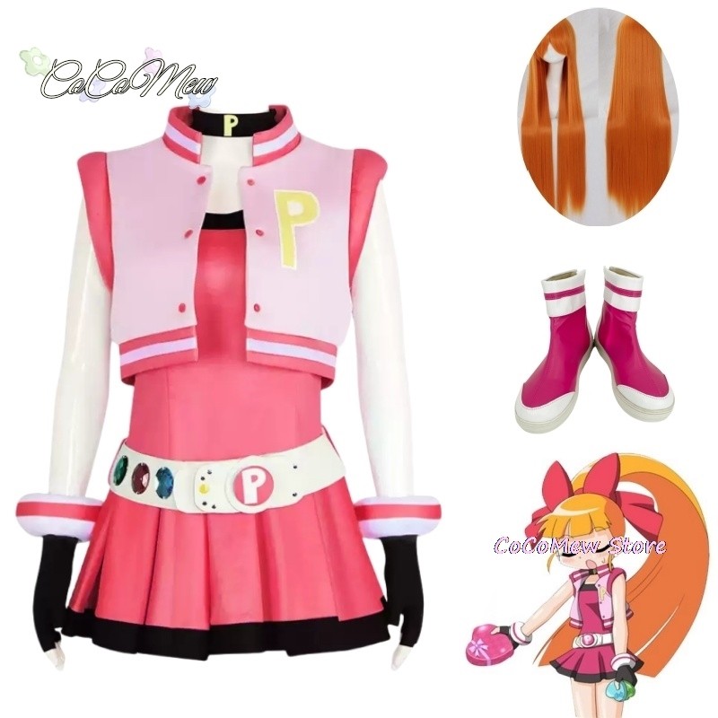 § The Powerpuff Blossom Girls Season Cosplay Costume Green Pink Blue ...