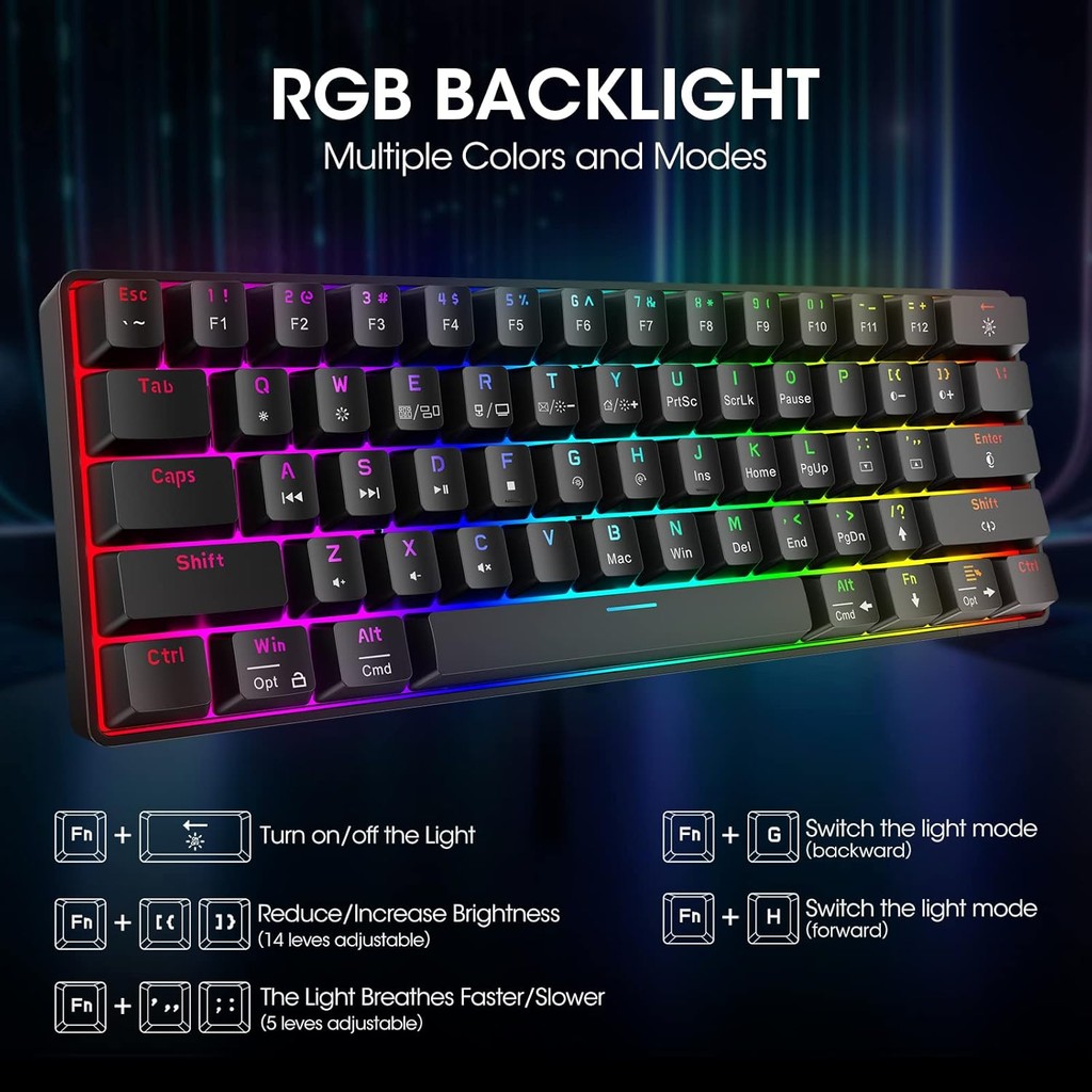 Zeus 61 Key Wired Type C Mechanical Keyboard With Blue Switch RGB ...