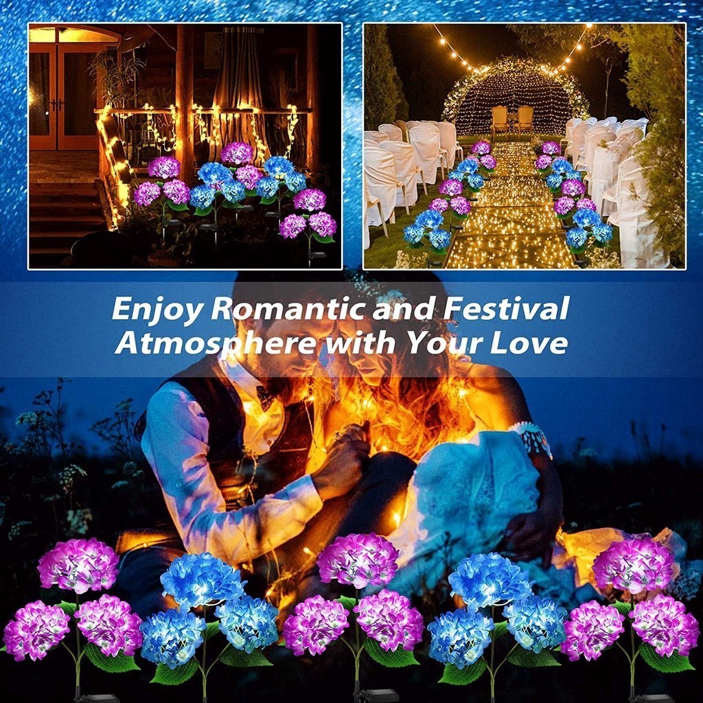 Hydrangea LED Solar Flower Lights Outdoor Waterproof Decoration ...