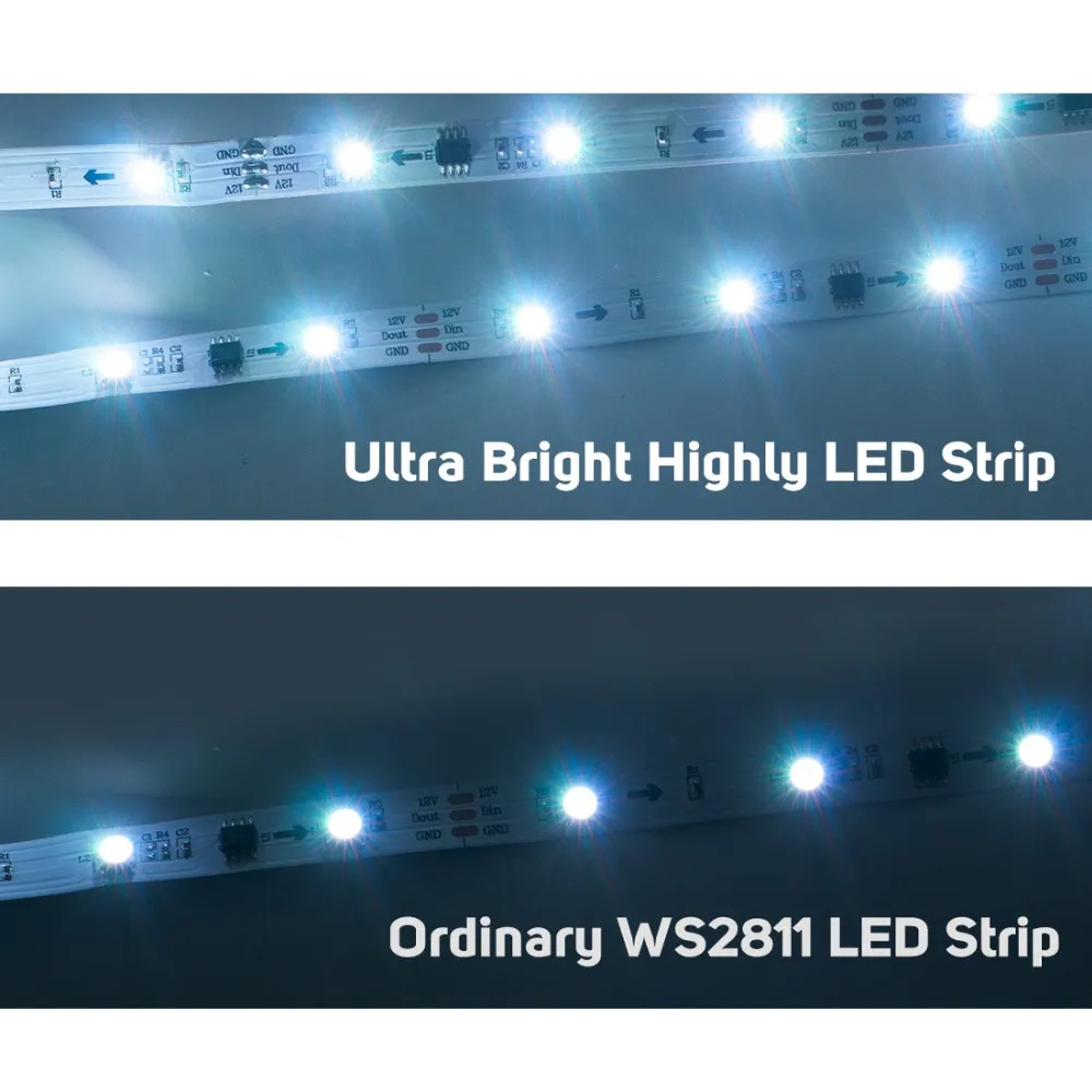 High brightness RGB Led Strip Light 5050 SMD Addressable 30 60 LEDs External 1 IC Control 3 Leds ...