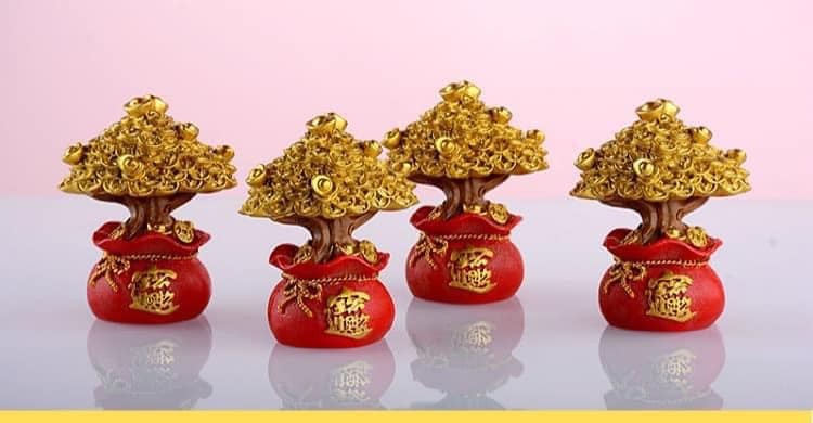 Money Tree Wealth Decoration Feng Shui Money Tree Red Pao Decoration ...