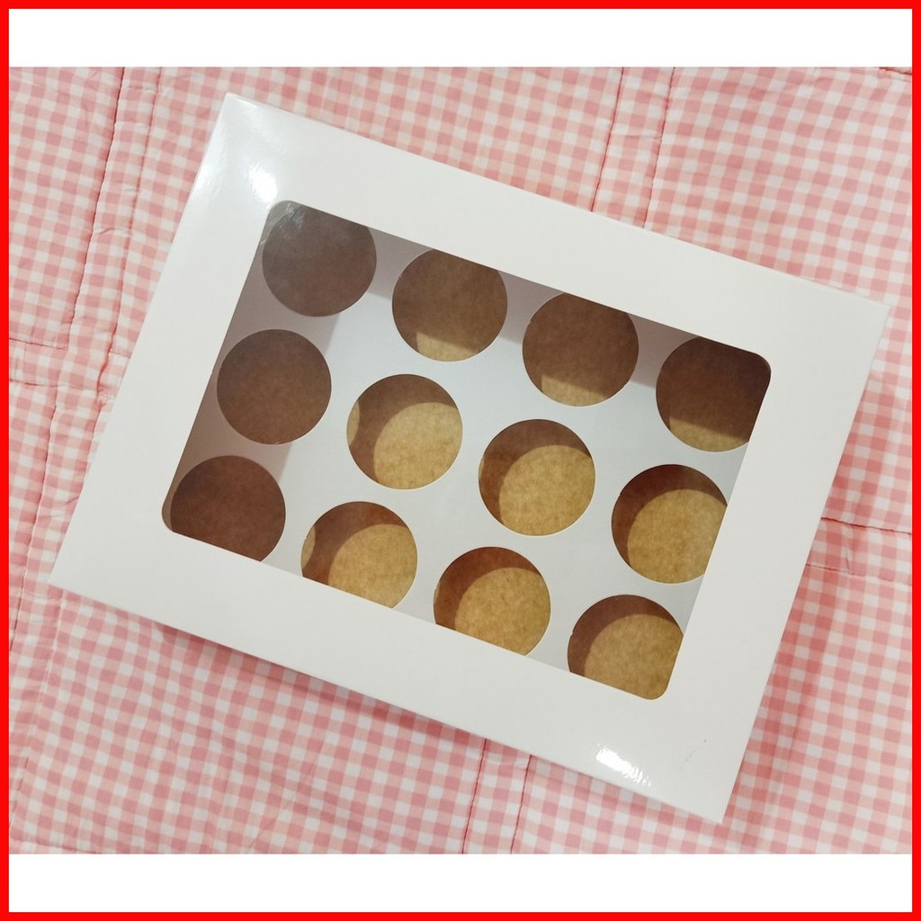 12x9x3 Preformed Cupcake Box Reversible with Window (includes 12-hole ...