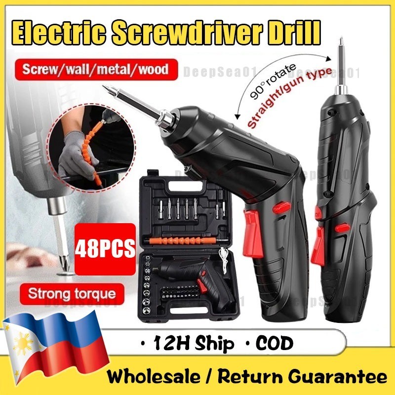 Cordless Screwdriver 48PCS Set DIY Electric Barena Drill Set ...