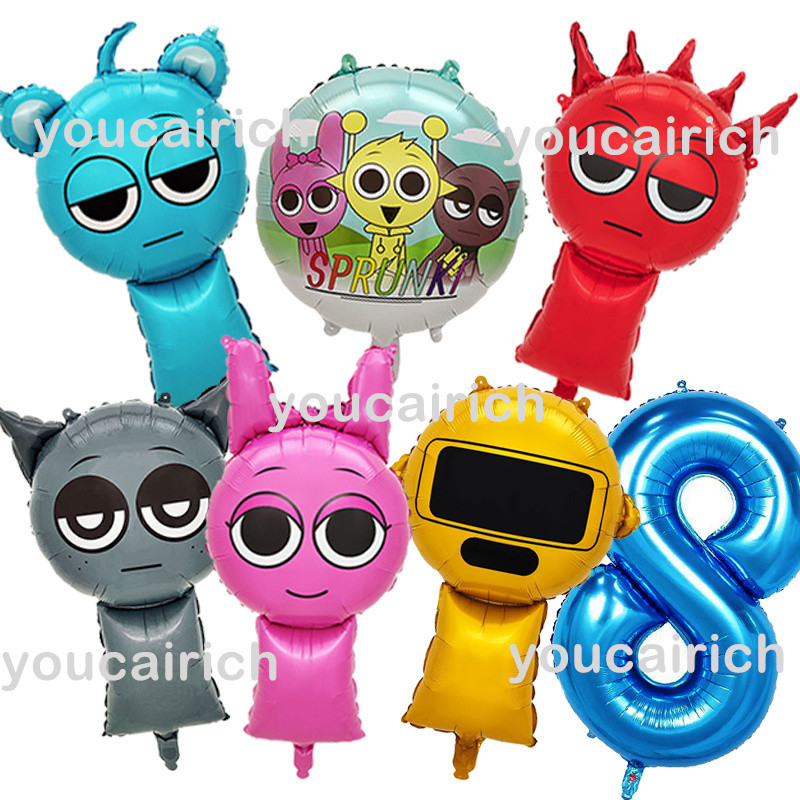Incredibox Sprunki Balloons Raddy Gray Garnold Sky Pinki Foil balloon ...