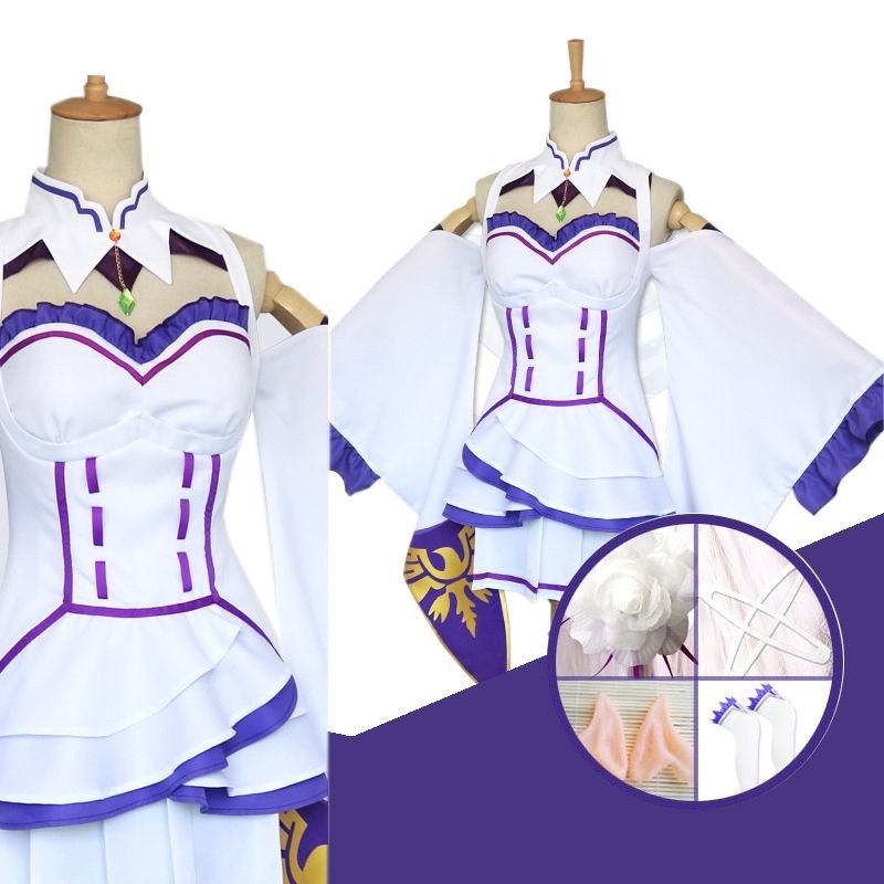 ZST Emilia Dress Cosplay Sets Wig Women Costume Anime Party Halloween ...