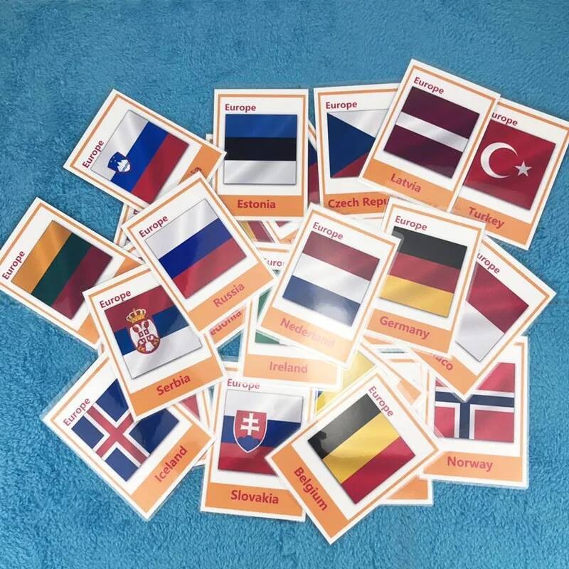 European 46PCS Countries National flag Learning English FlashCards ...