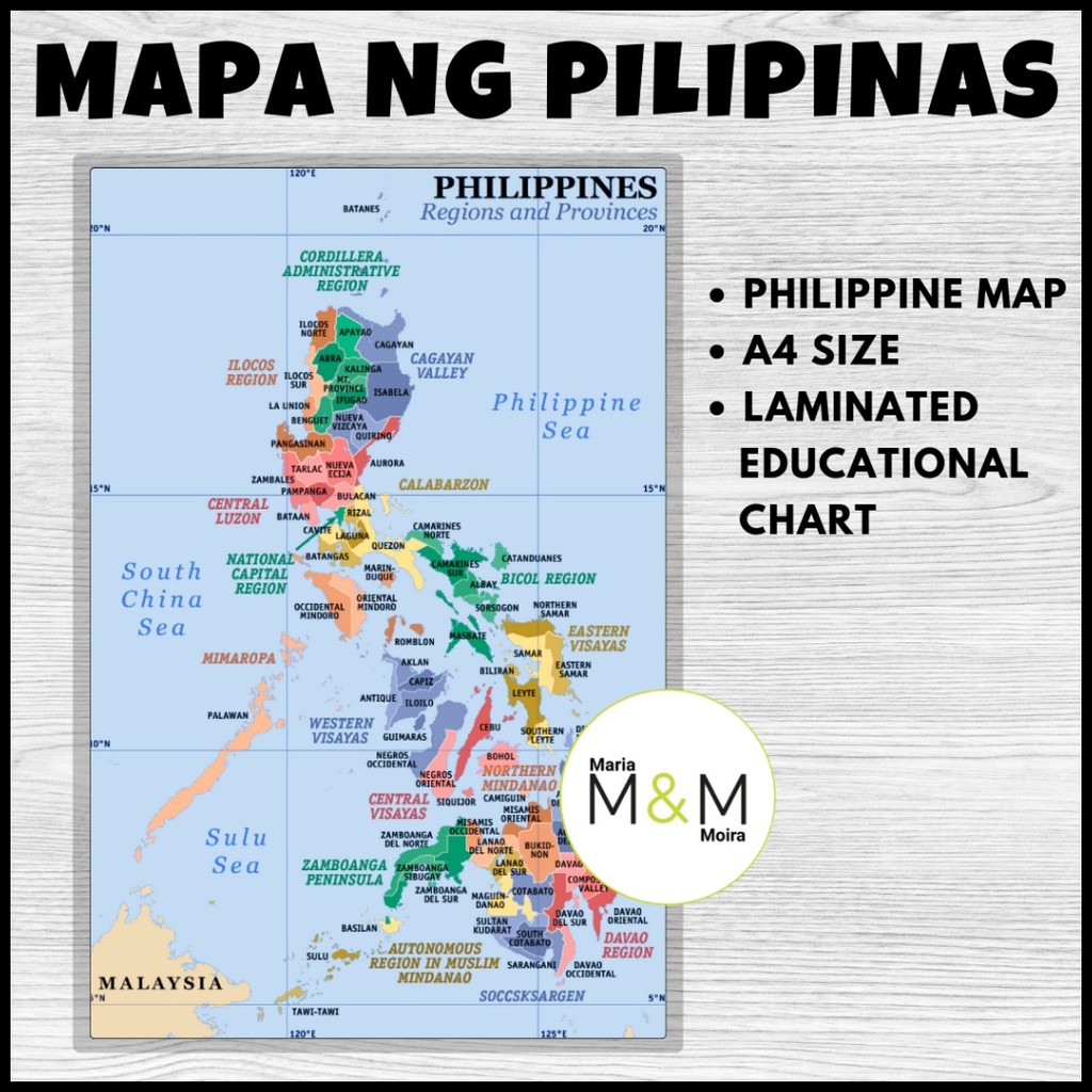 LAMINATED PHILIPPINE MAP CHARTS | A4 SIZE | EDUCATIONAL CHARTS | MAPA ...