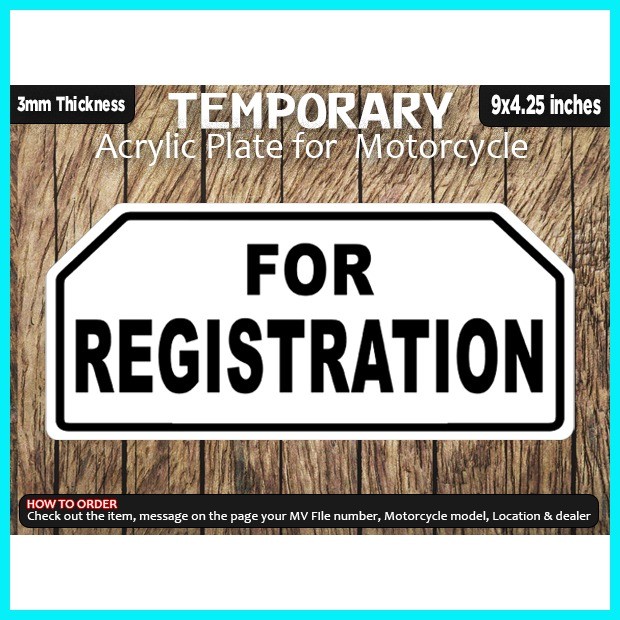 JD Print For Registration Temporary Motorcycle Plate (Acrylic 3MM ...
