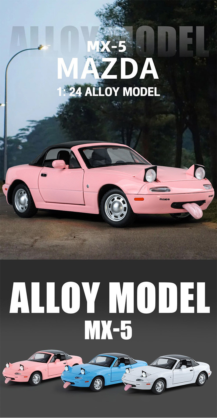 1:24 Scale Big Size Diecast Mazda Miata MX-5 Convertible Coupe Car ...