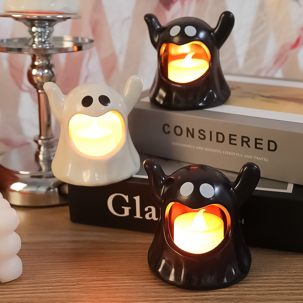 LED Electronic Halloween Ghost Candle Light - Mini House Atmosphere ...