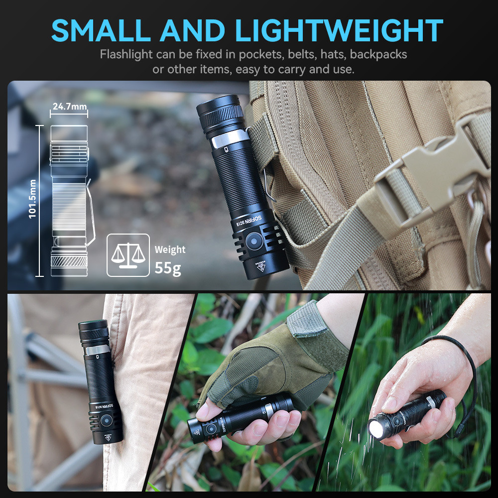 Sofirn Sc18 1800Lm EDC Flashlight USB C Rechargeable Sst40 LED 18650 ...