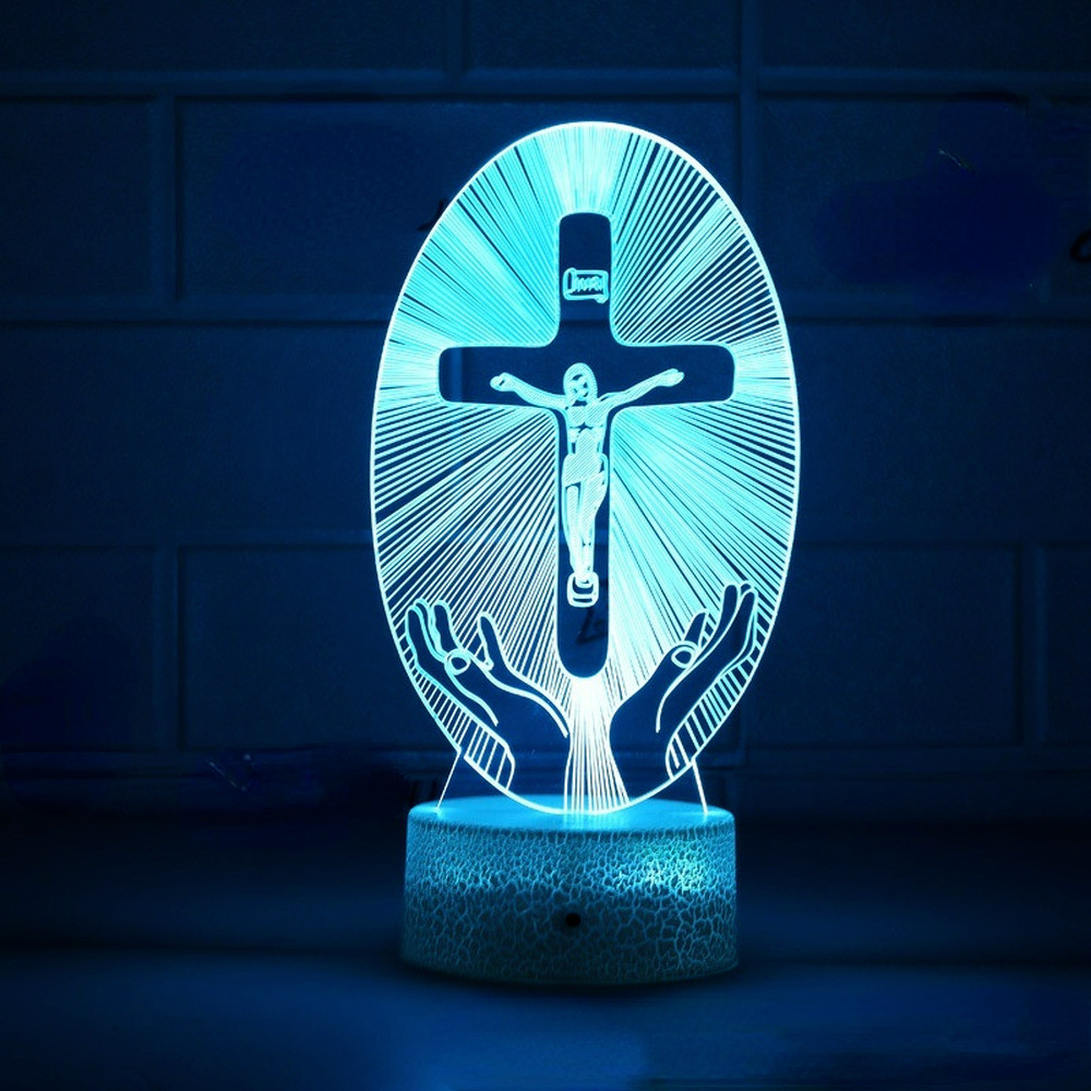 Virgin Mary Religion 3D LED Night Light Jesus Christ Hinduism Table ...