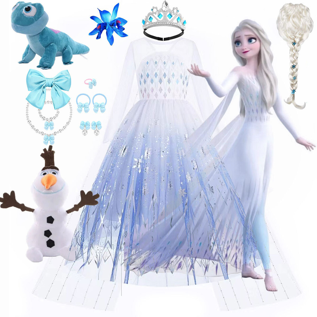 キ 2024 Little Girls Princ Snow Queen Sy Cosplay White Fancy Elegant ...