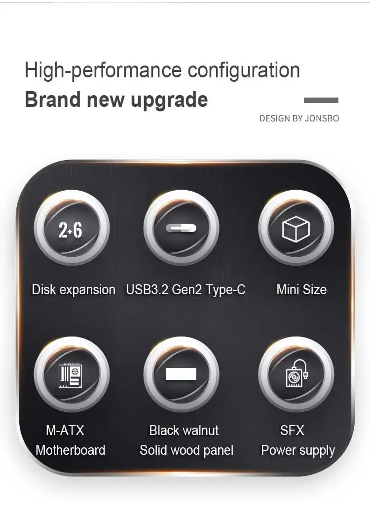 JONSBO N4 Mini NAS Computer Case Support ITX/M-ATX motherboard/8 Hard Disk Location/230mm ...