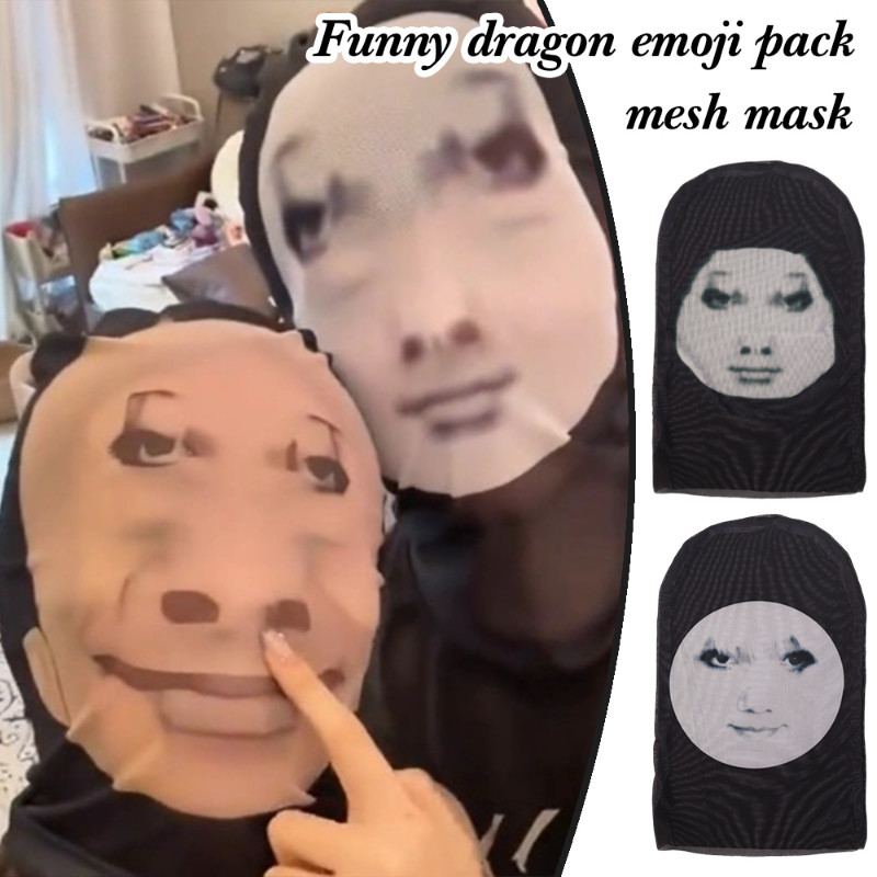 Funny Emojis Full Face Mask - Breathable, Elastic, Sun Protection - 3D ...