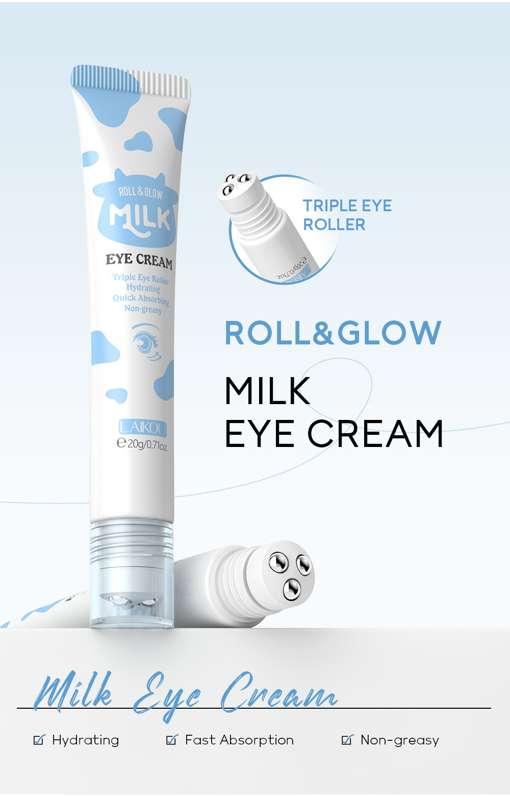 LAIKOU Triple Eye Roller Milk Hydrating Eye Cream 20g | Shopee Philippines
