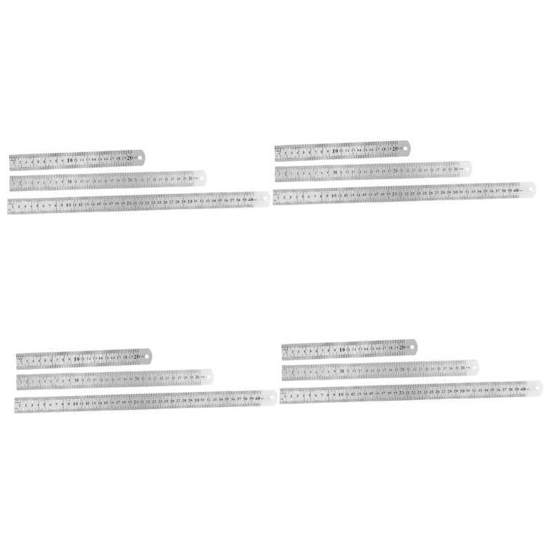 Pcs VILLCASE 12 Drafting Metric Office Tools Yard Stick Metal Rulers ...