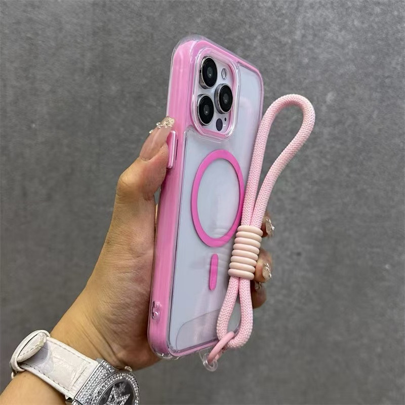 Luxury Solid Color Transparent Magnetic Airbag Protection Phone Case ...