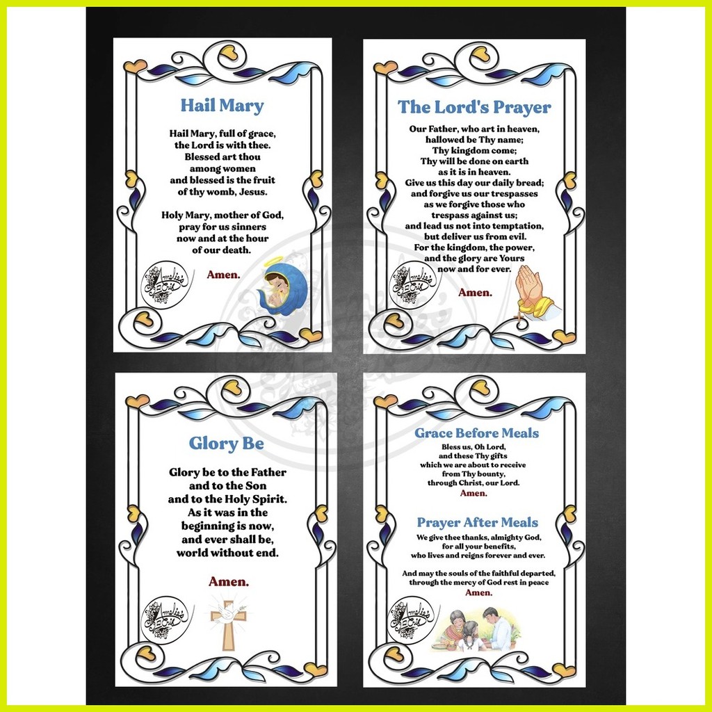 ♒ Prayer Kids Educational Laminated Wall Charts Hail Mary, The Lord's ...