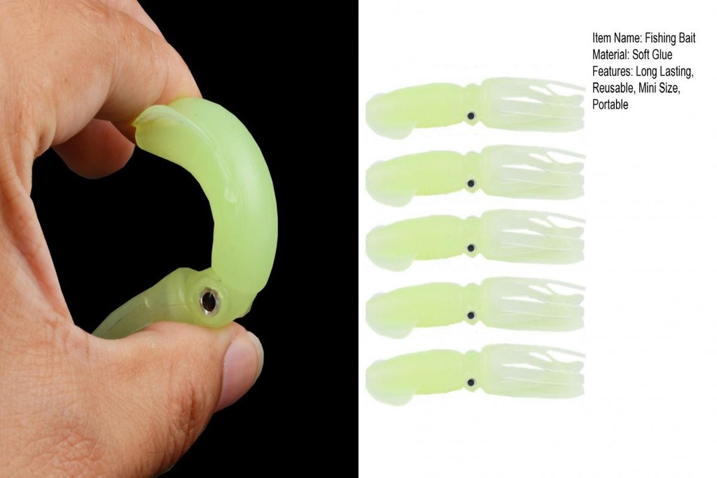 DA* Realistic Squid Lure Luminous Squid Bait 5pcs Squid Soft Baits ...
