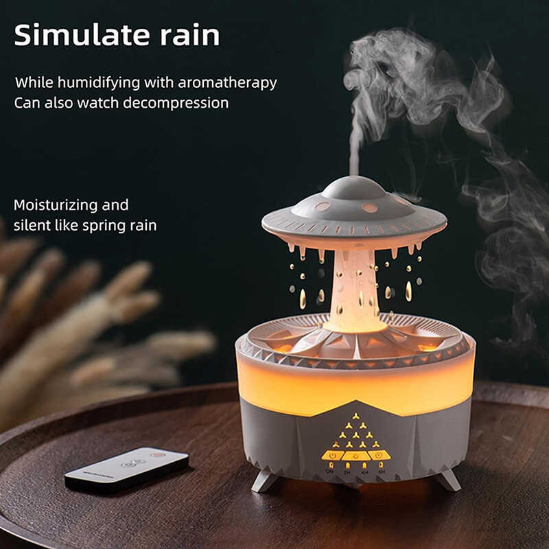 Raindrop Humidifier UFO Water Drop Colorful LED Lights Aromatherapy ...