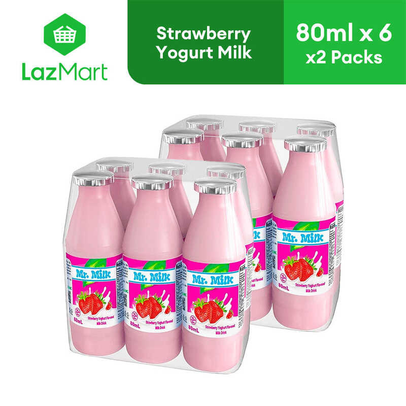 Mr. Milk Strawberry Yoghurt Flavored 80Ml X 6 - Pack Of 2 Dhjd | Shopee ...