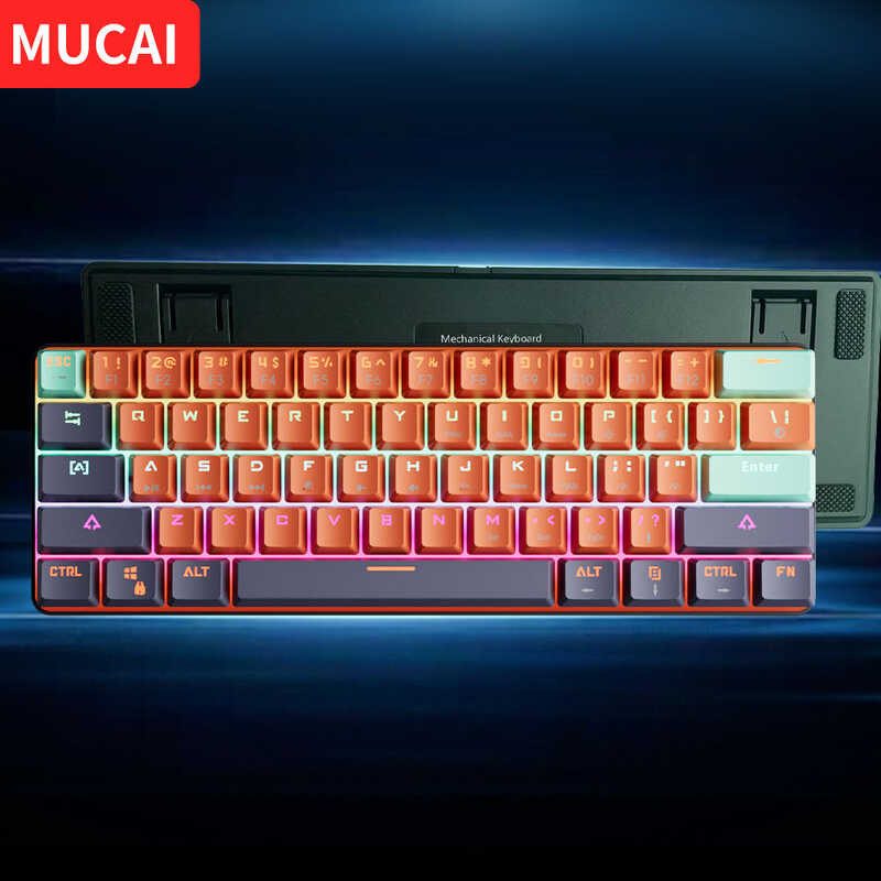 MUCAI 61 Key USB Hot Swappable Wired E-Sports Mechanical Keyboard LED ...