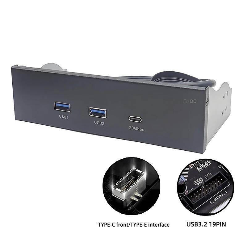 Panel Front PC 2 USB 3.2 GEN1 5Gbps + 1 Port TYPE-C 10Gbps/20Gbps Hub ...