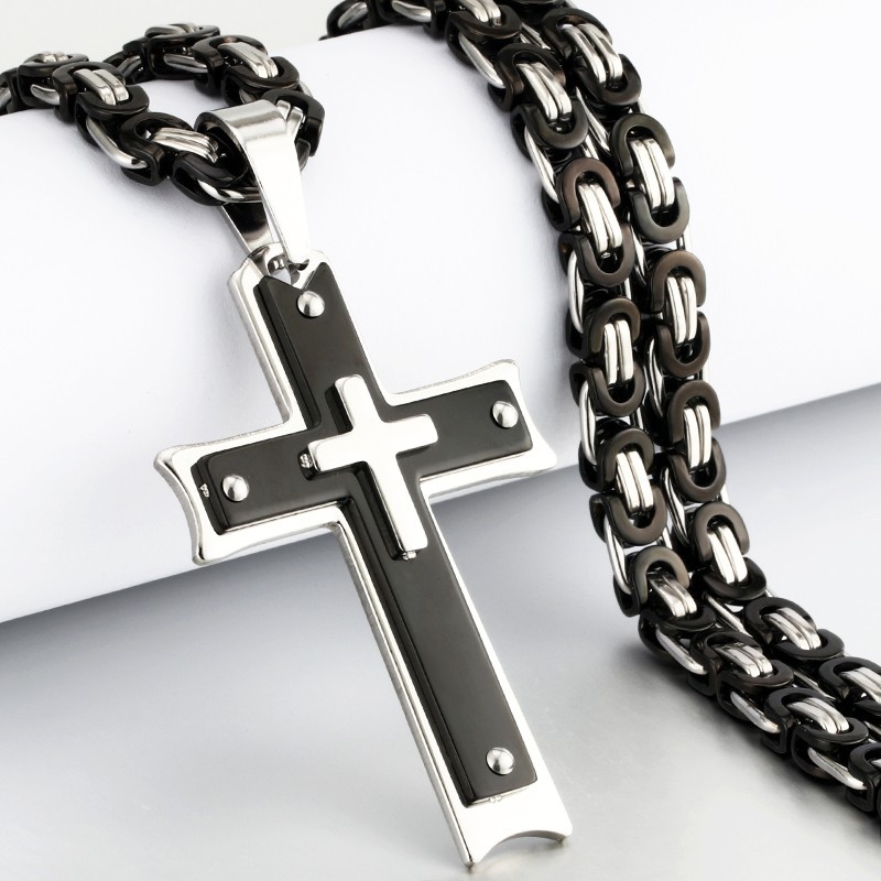 ♞Punk Religious Christian Cross Stainless Steel Pendants Necklaces for ...