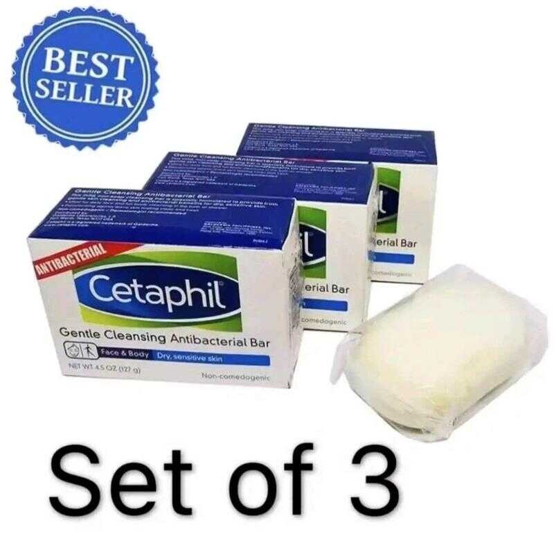( SET OF 3 (Three) ) Cetaphil Gentle Cleansing Antibacterial Bar Care ...