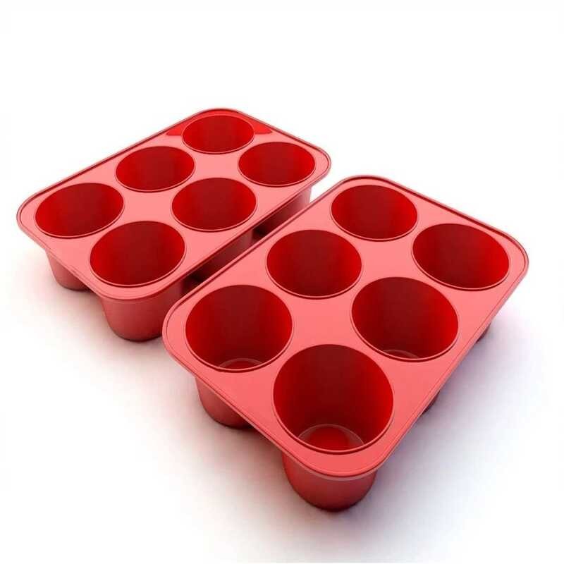 6 Cup Silicone Jumbo Giant Cupcake Pan/Cups Deep Popover Pan Large ...