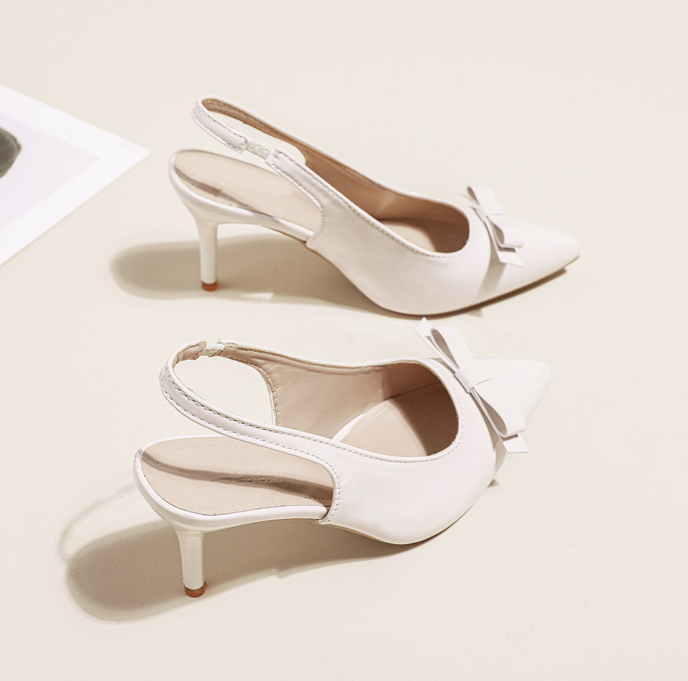 YOTO Pointed Toe Bow Heels For Women Patent Leather French Style ...