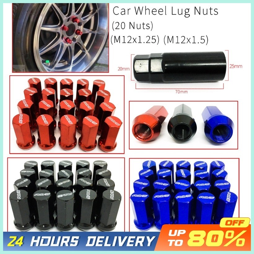20 PCS STAINLESS STEEL CAR WHEEL LUG NUTS RAYS (M12X1.5MM) | Shopee ...