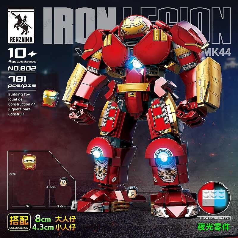 2024 Classic · Iron Man Building Blocks Toys Mark44 Hulk Buster Mechs ...