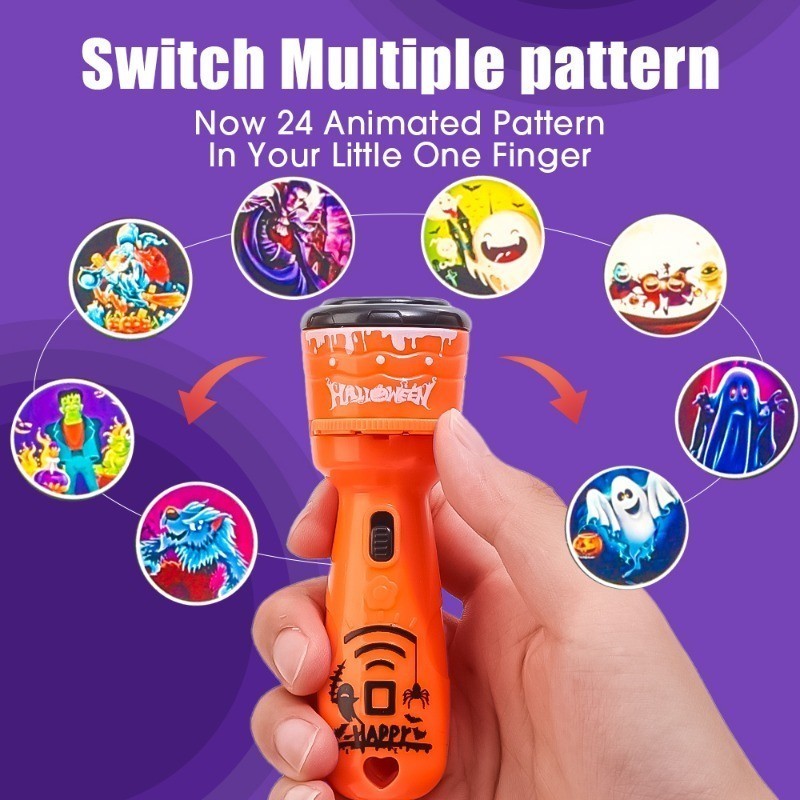 Funny Pumpkin Ghost Vampire Pattern Projection Flashlight - Rotate ...