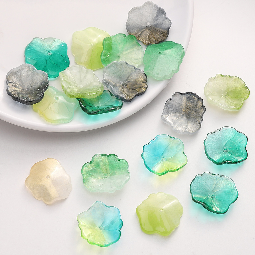 5pcs large three-dimensional lace lotus leaf 22x25mm glass beads ...