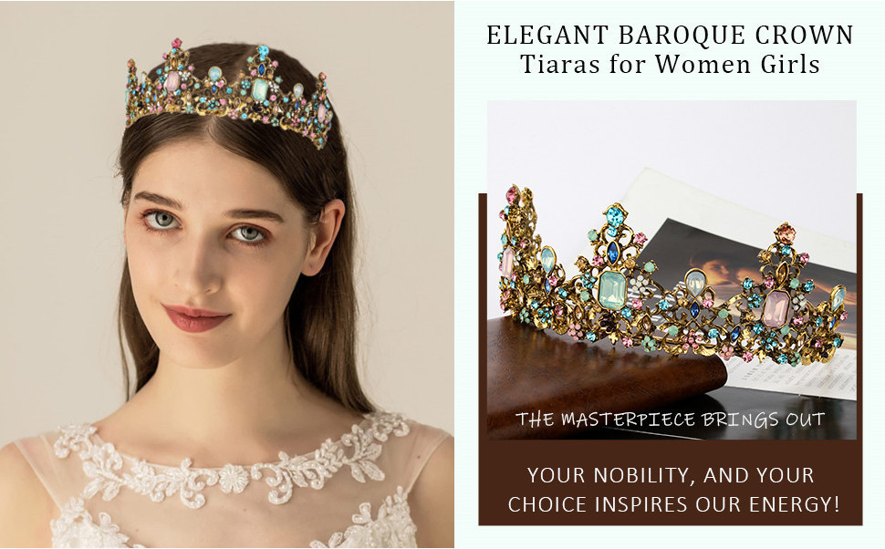 Baroque Queen Crown Vintage Princess Tiaras and Crowns for Women Girls ...