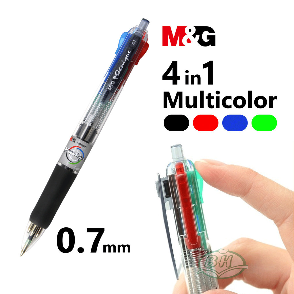 M&G Multicolor 4 in 1 0.7mm Ballpoint Pen/ Ball Pen/ Drawing Pen (Black ...