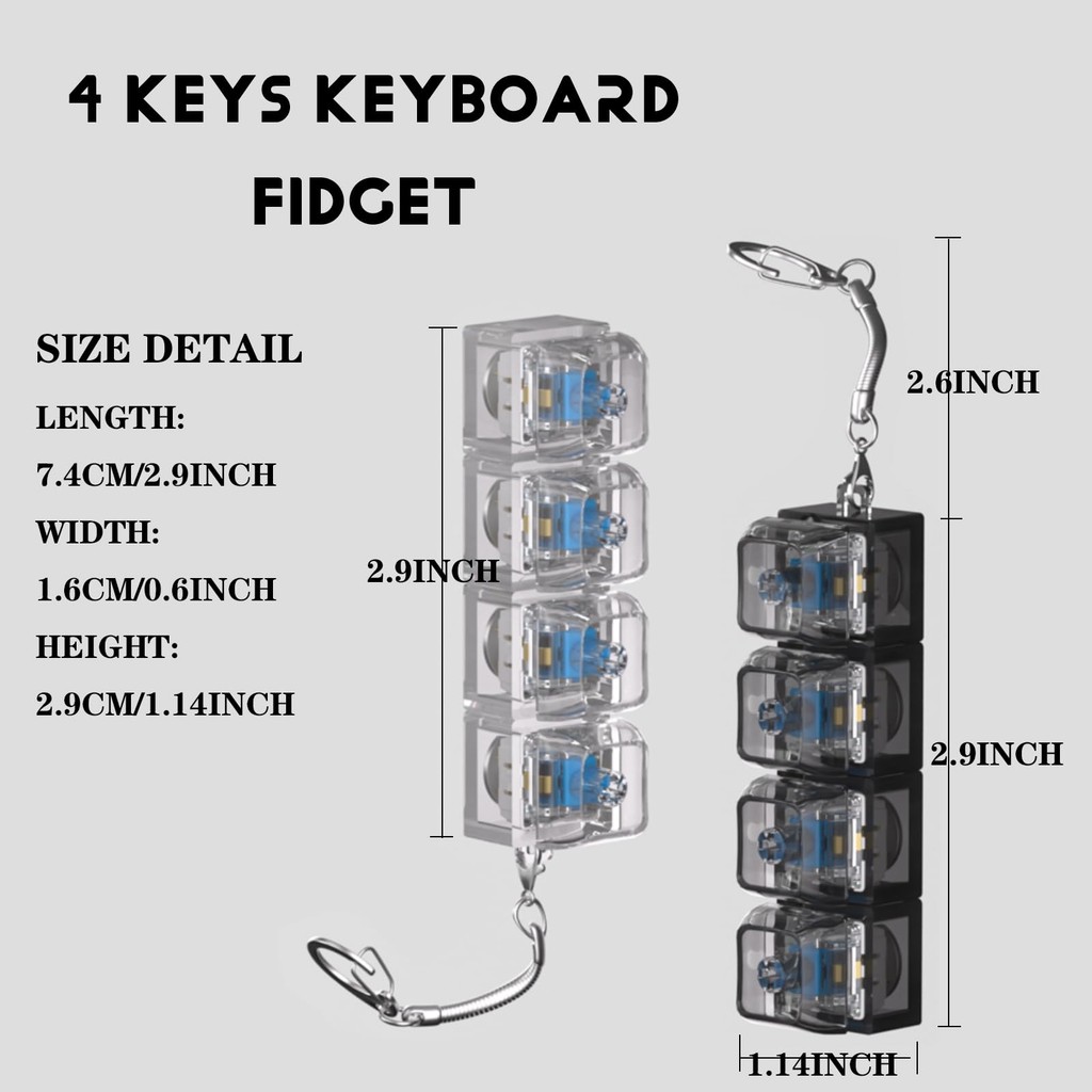 2 Pcs Keyboard Fidget Toy with LED RGB Lights for Adults Fidget Clicker ...