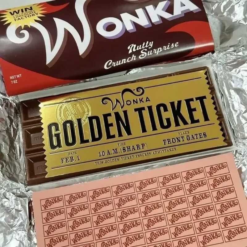 6 Charlie And The Chocolate Factory Wonka Golden Ticket Anime Gold ...