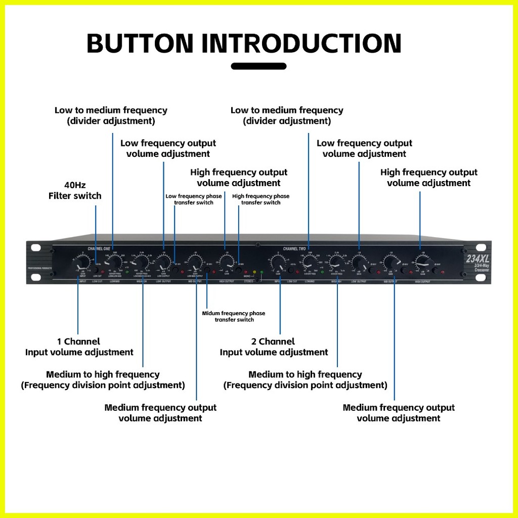 ∈ § CROSSOVER 234/234XL Stereo 2 way/3 way / 4way Crossover Equalizer ...
