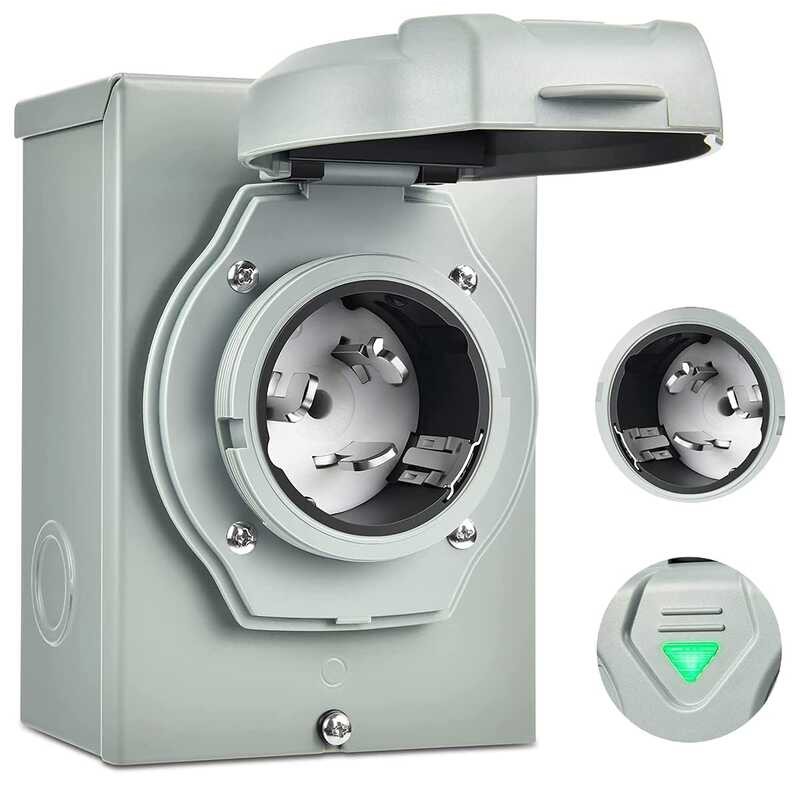 50 Amp Gerguirry RV Inlet Box, SS2-50P Plug with Interlock Cord, NEMA ...