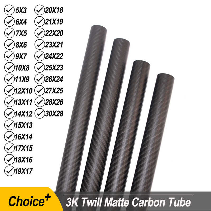 3K 9a 2Pcs Pure Carbon Fiber Tube Twill Matte Surface Pipe Length 50 CM ...