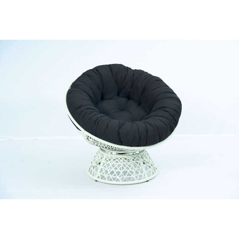 Indoor Outdoor Round Papasan Chair With Rattan Swivel Base And Thick ...