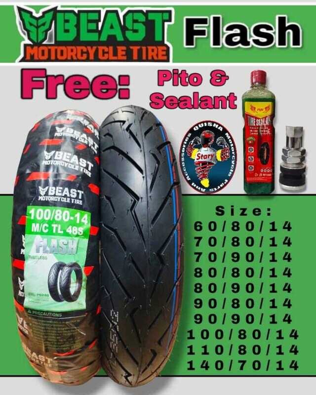 BEAST FLASH P6240 TUBELESS SIZE 13 & 14" FOR Click, Beat, Aerox, Nmax ...