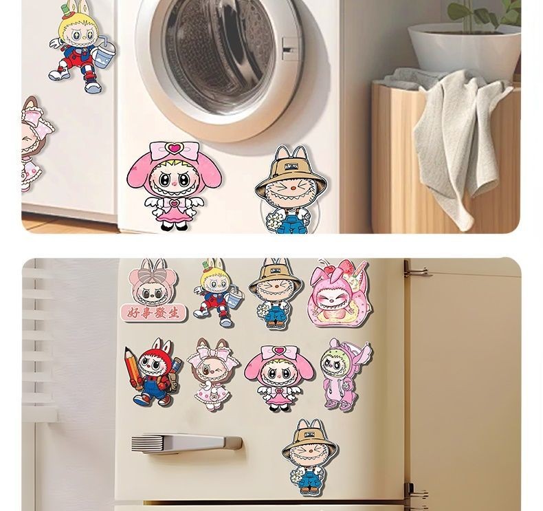 Labubu Creative Fridge Magnets Cute Cartoon Labubu Magnetic Stickers ...