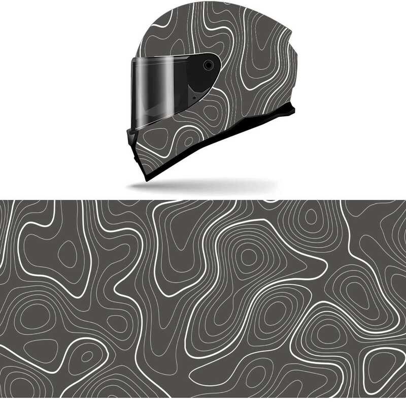Map Topography Contour Art Full Helmet Wrap Sticker Motorcycle Helmet ...