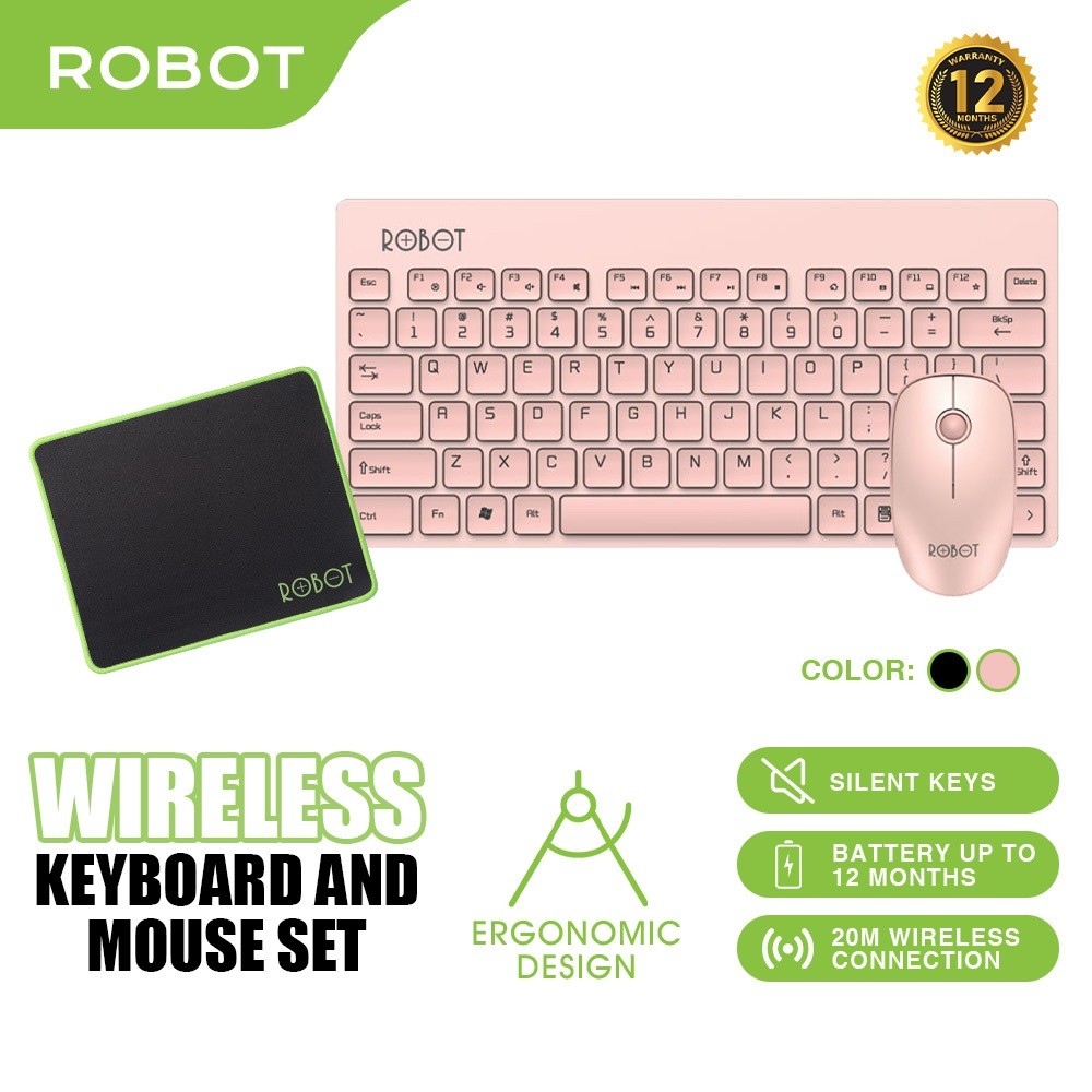 ROBOT KM3000 Wireless Kayboard and Mouse Combo Optical USB Receiver for ...