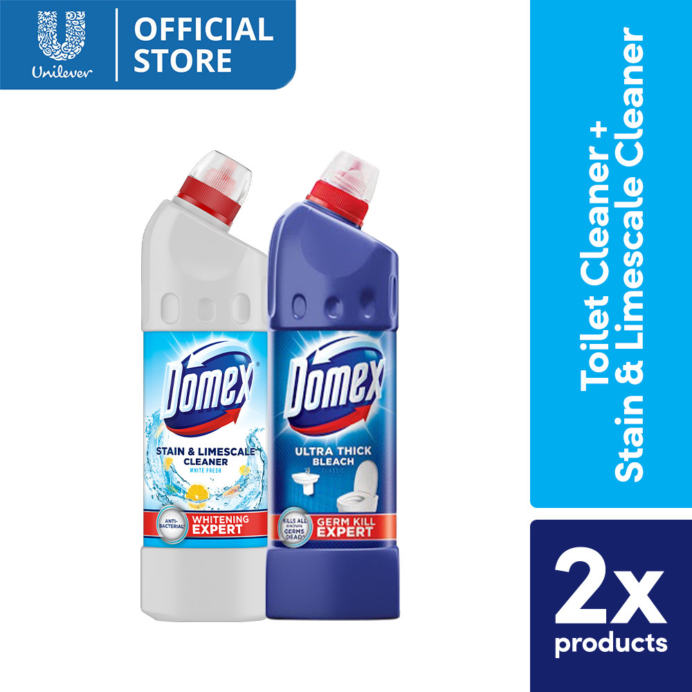 Domex Ultra Thick Bleach Toilet Cleaner 500ml + Domex Stain and ...
