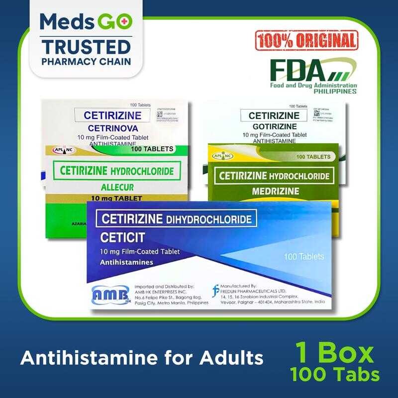 Cetirizine 10Mg Antihistamine For Allergy Adult - 1 Box X 100 Tablets ...